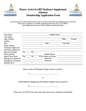 Fillable Online Optum Membership Application Form - Middleburg Heights ...