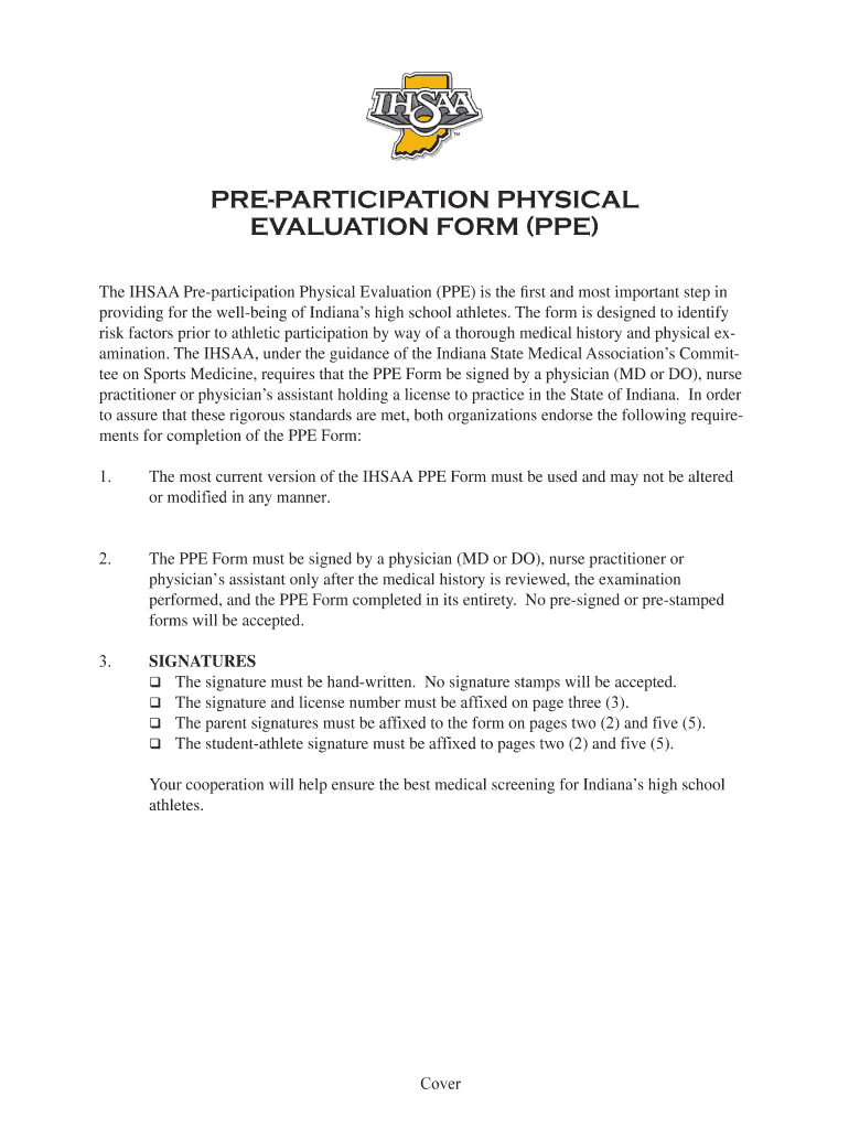 Fillable Online PRE-PARTICIPATION PHYSICAL EVALUATION FORM (PPE) 2018 ...
