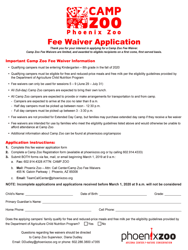 Fillable Online Camp Zoo Waiver Form 2020 Fax Email Print - pdfFiller