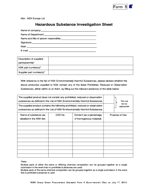 Fillable Online Green Procurement Form - Hazardous Substance ...