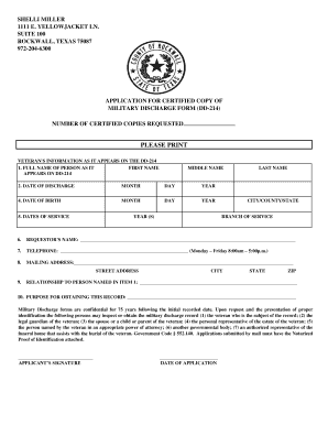 Fillable Online Request Form DD214 and Military transcriptsHouston ...