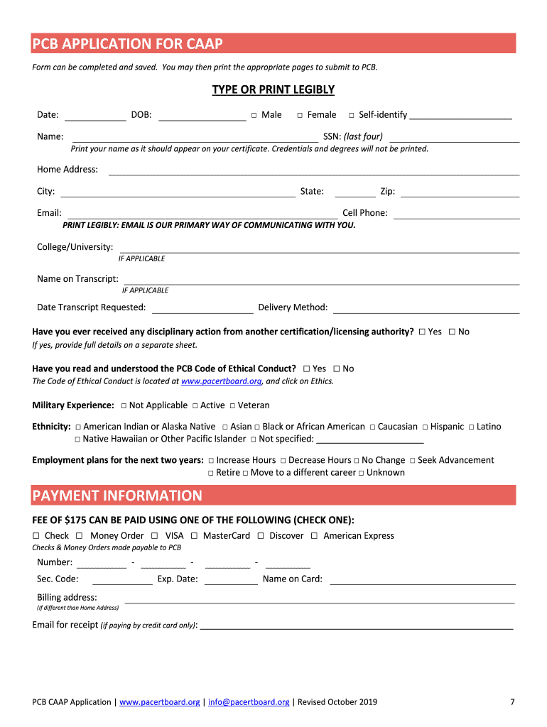 Fillable Online CAAP APPLICATION Fax Email Print - pdfFiller