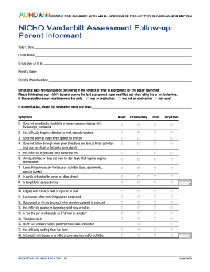 Fillable Online Vanderbilt Assessment Scale - National Institute for ...