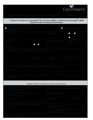 Fillable Online CareSource Advantage Zero Premium (HMO) / CareSource ...