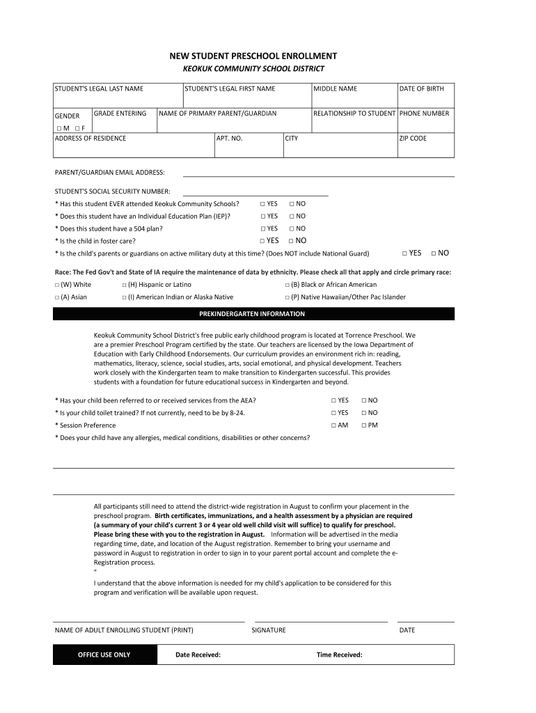 Fillable Online Los Angeles Unified School District STUDENT ENROLLMENT ...