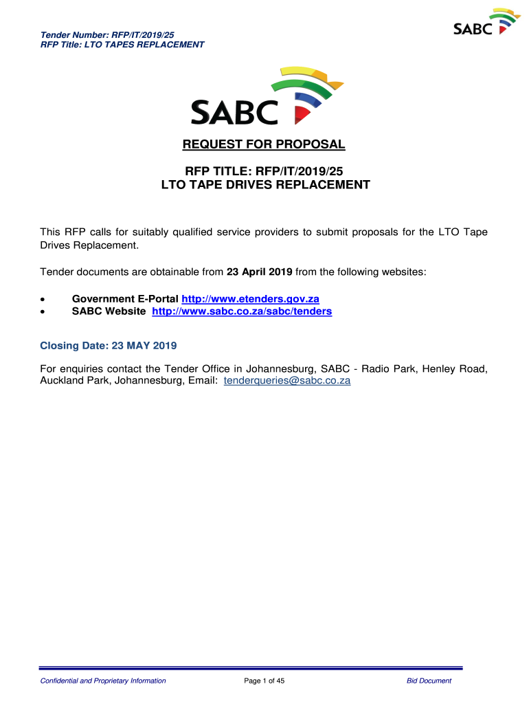 Fillable Online request for proposal rfp title: rfp/it/2019/25 lto tape ...