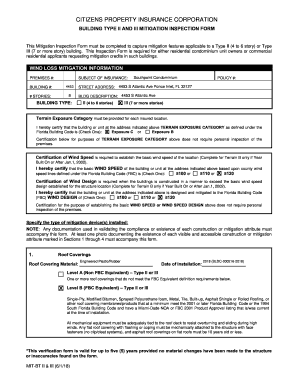 Fillable Online Building Type II and III Mitigation Inspection Form ...