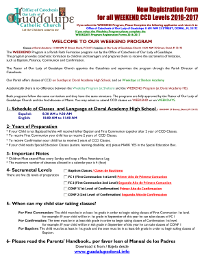 Fillable Online Dear Parents/Guardians, Welcome to the registration for ...