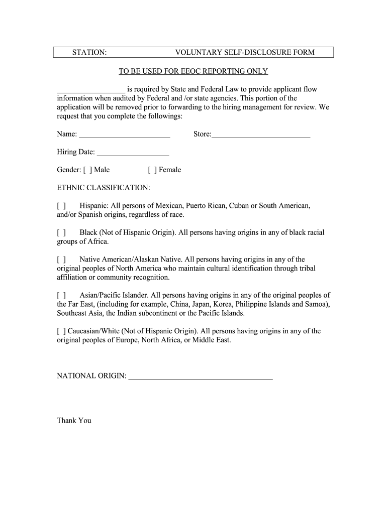 Fillable Online Voluntary Self-Disclosure form.doc Fax Email Print ...
