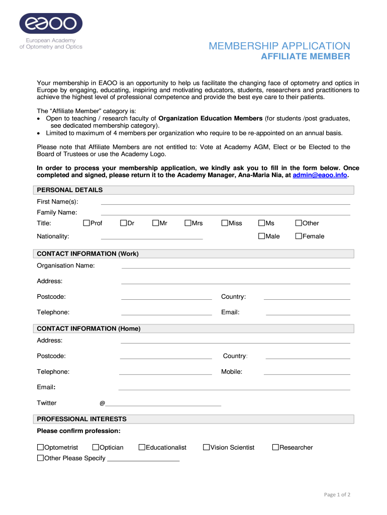 Fillable Online MEMBERSHIP APPLICATION INDIVIDUAL ASSOCIATE MEMBER ...