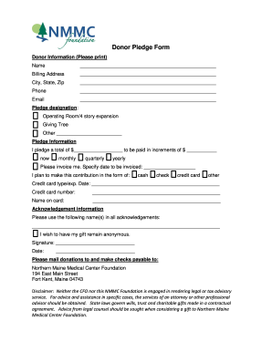 Fillable Online Donor Pledge Form - nmmc.org Fax Email Print - pdfFiller