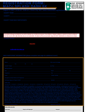 Fillable Online REGISTRATION FORM: MACO SPLASH DASH 5K Fax Email Print ...