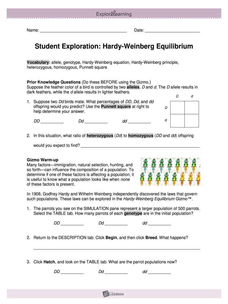 Student Exploration Hardy Weinberg Equilibrium Answer Key - Fill Online ...