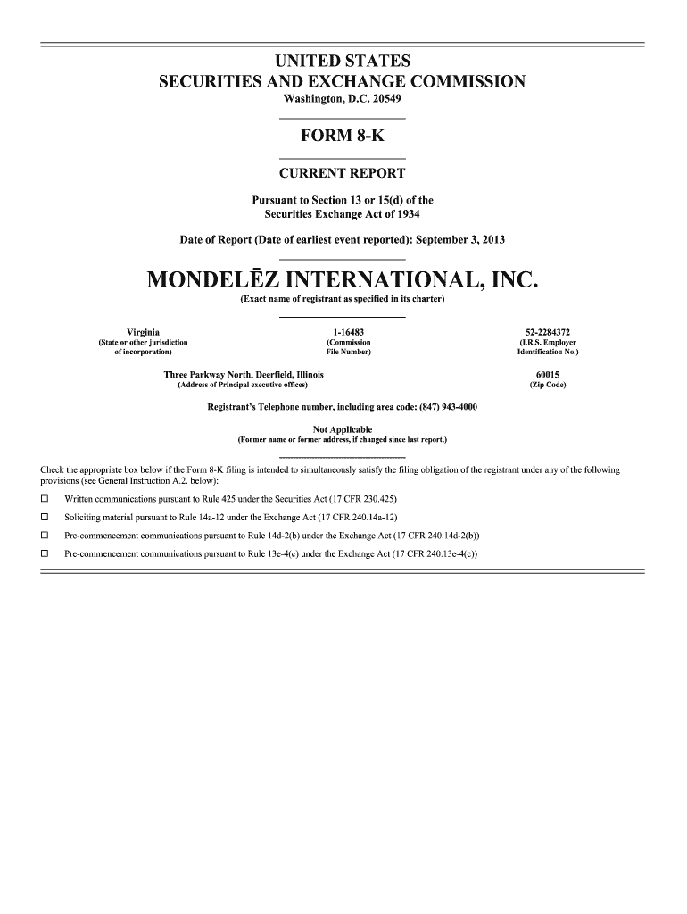 Fillable Online Oreo - Mondel?z International, Inc. - Mondelez ...