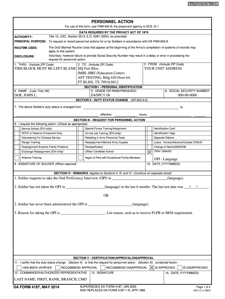 Fillable Online Da Form 4187-1-r Apd Fax Email Print - pdfFiller