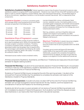 Fillable Online Satisfactory Academic Progress Standards for Financial ...