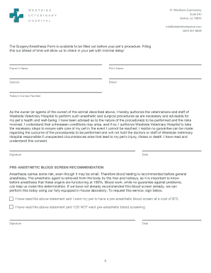 Fillable Online Surgery-Anesthesia-Form Fax Email Print - pdfFiller