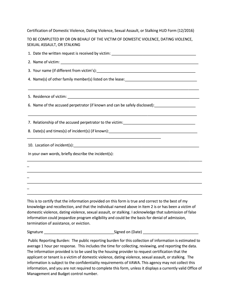 Fillable Online Certification of Domestic Violence Form Fax Email Print ...