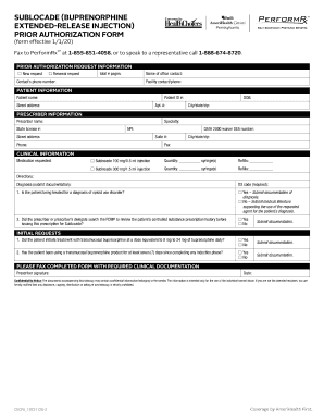 Fillable Online Sublocade Prior Authorization Form - Pharmacy ...