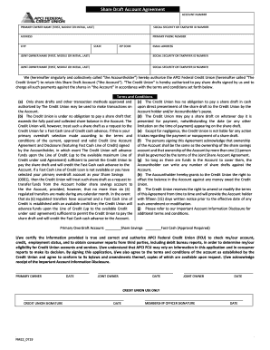 Fillable Online Checking/Share Draft Account Application - Fraternal ...