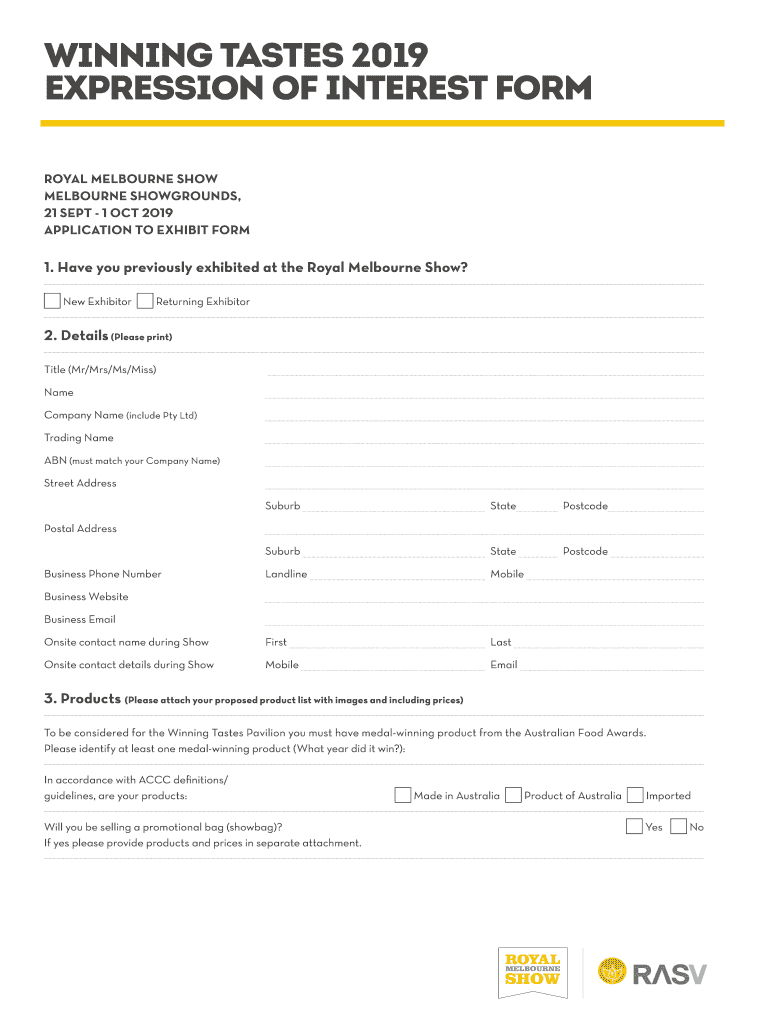 Fillable Online Expression of Interest FORM Expression of Interest FORM Fax Email Print - pdfFiller