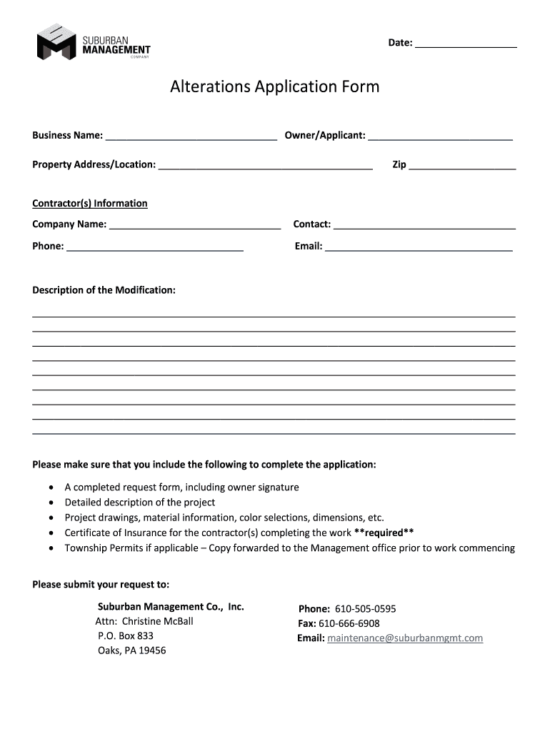 Fillable Online Alterations Application Form Fax Email Print - pdfFiller