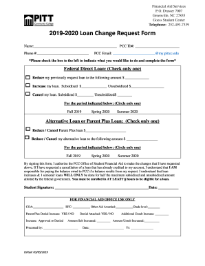 Fillable Online 2019-2020 Loan Change Request Form Fax Email Print - pdfFiller