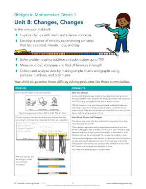 Fillable Online Family Unit Overview: Bridges Grade 1 Unit 8 - The Math ...