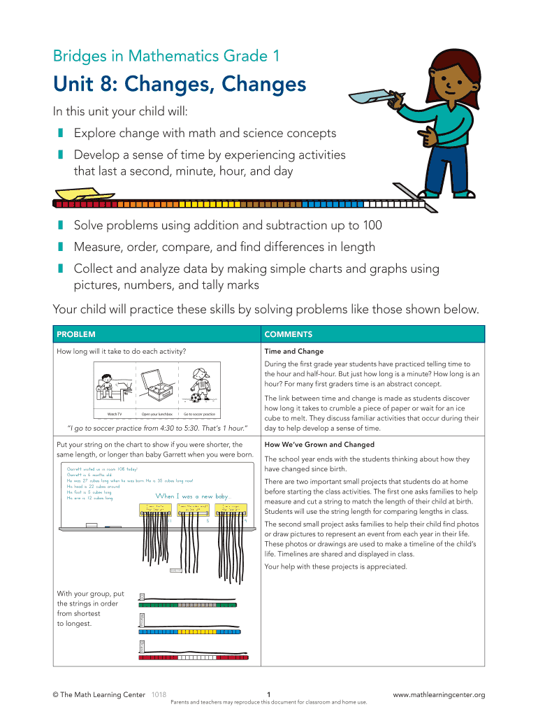 Fillable Online Family Unit Overview: Bridges Grade 1 Unit 8 - The Math ...