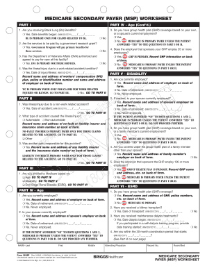 Fillable Online medicare secondary payer (msp) worksheet - Briggs ...