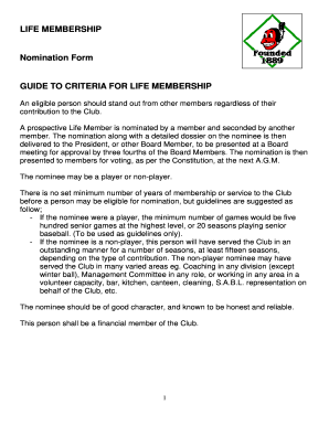 Fillable Online Gwd10 LIFE MEMBERSHIP nomination form Fax Email Print ...