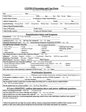 Fillable Online PUI: COVID-19 Screening and Case Form Fax Email Print ...