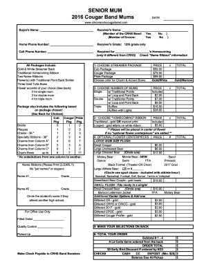Fillable Online 2016 Senior Mum order form - WordPress.com Fax Email ...