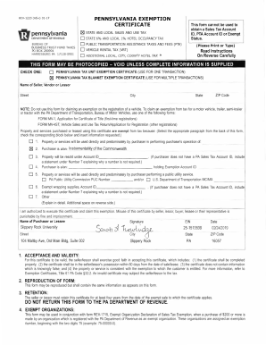 Fillable Online Pennsylvania Exemption Certificate (REV-1220) - PA ...