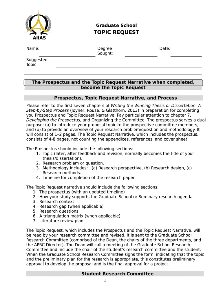 Topic Request Revised June2018 Doc Template | pdfFiller