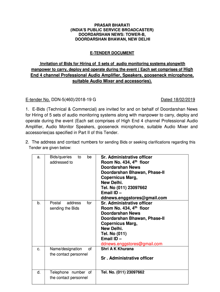 Fillable Online PRASAR BHARTI (INDIA'S PUBLIC SERVICE ... - Prasar Bharati Fax Email Print ...