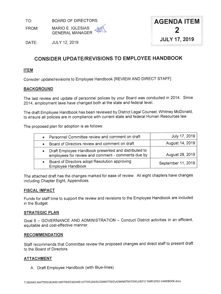 Fillable Online EMPLOYEE HANDBOOK SECTION 1 INTRODUCTION 1.1 ... Fax ...