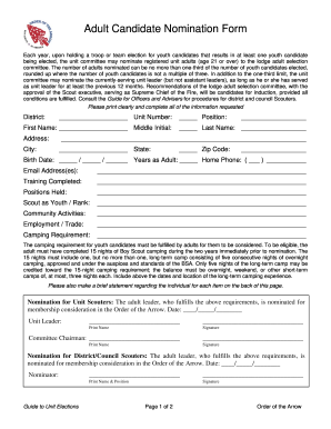 Fillable Online Order of the Arrow Adult Candidate Nomination Form - hoac-bsa Fax Email Print ...