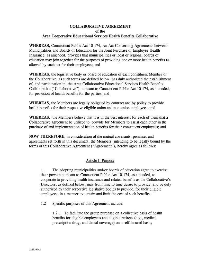 Fillable Online COLLABORATIVE AGREEMENT of the Area Cooperative ... Fax Email Print - pdfFiller