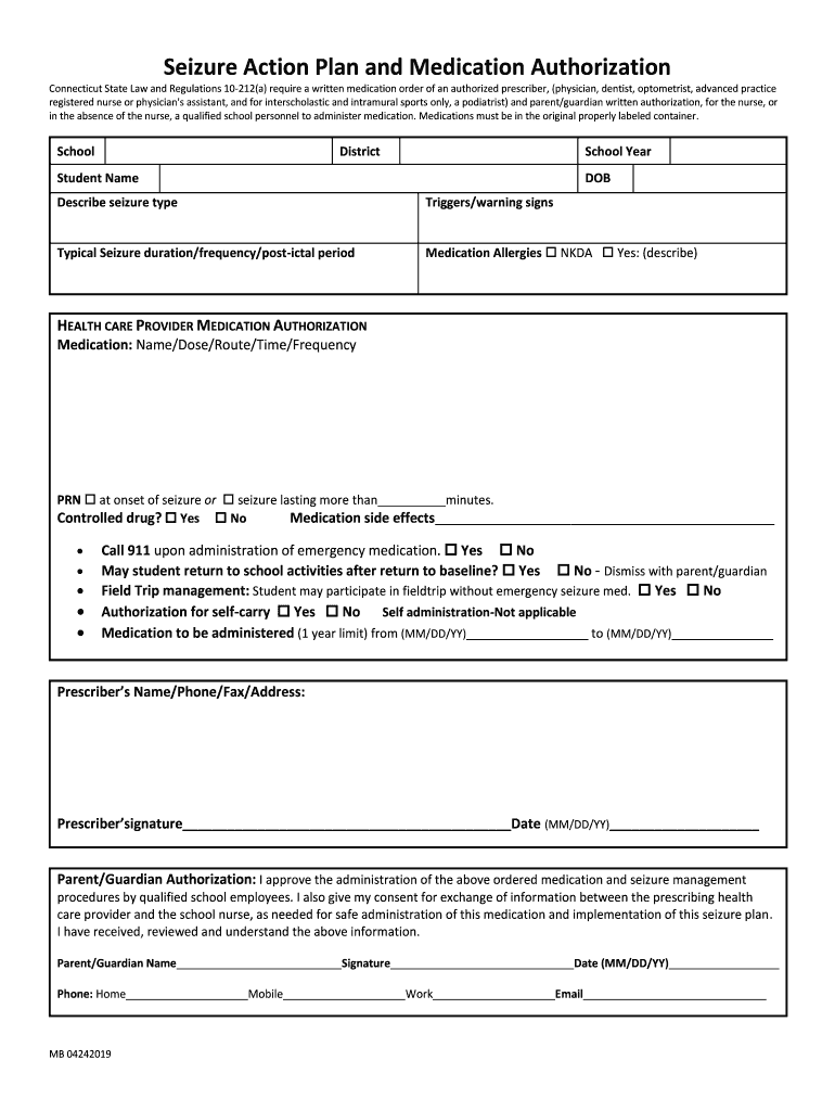 Fillable Online Seizure Action Plan and Medication Authorization Fax ...