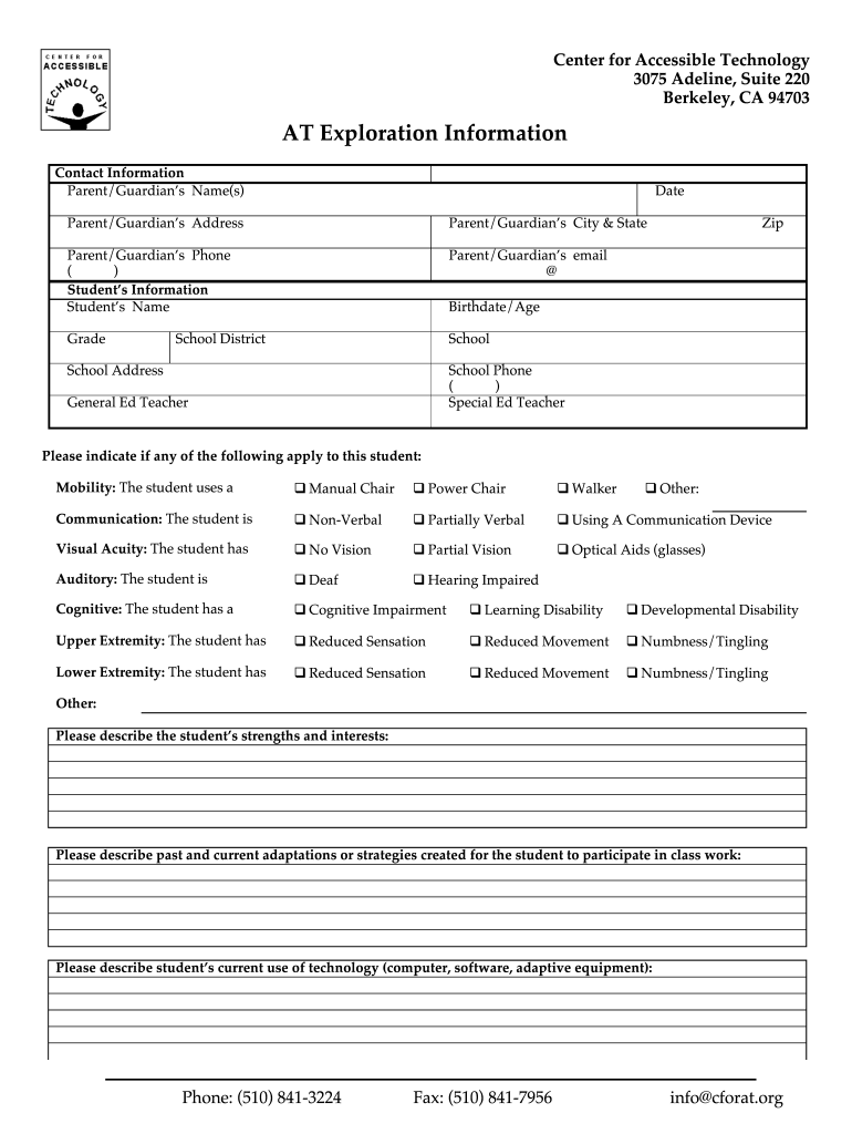 Fillable Online At Exploration Intake Form Fax Email Print - pdfFiller