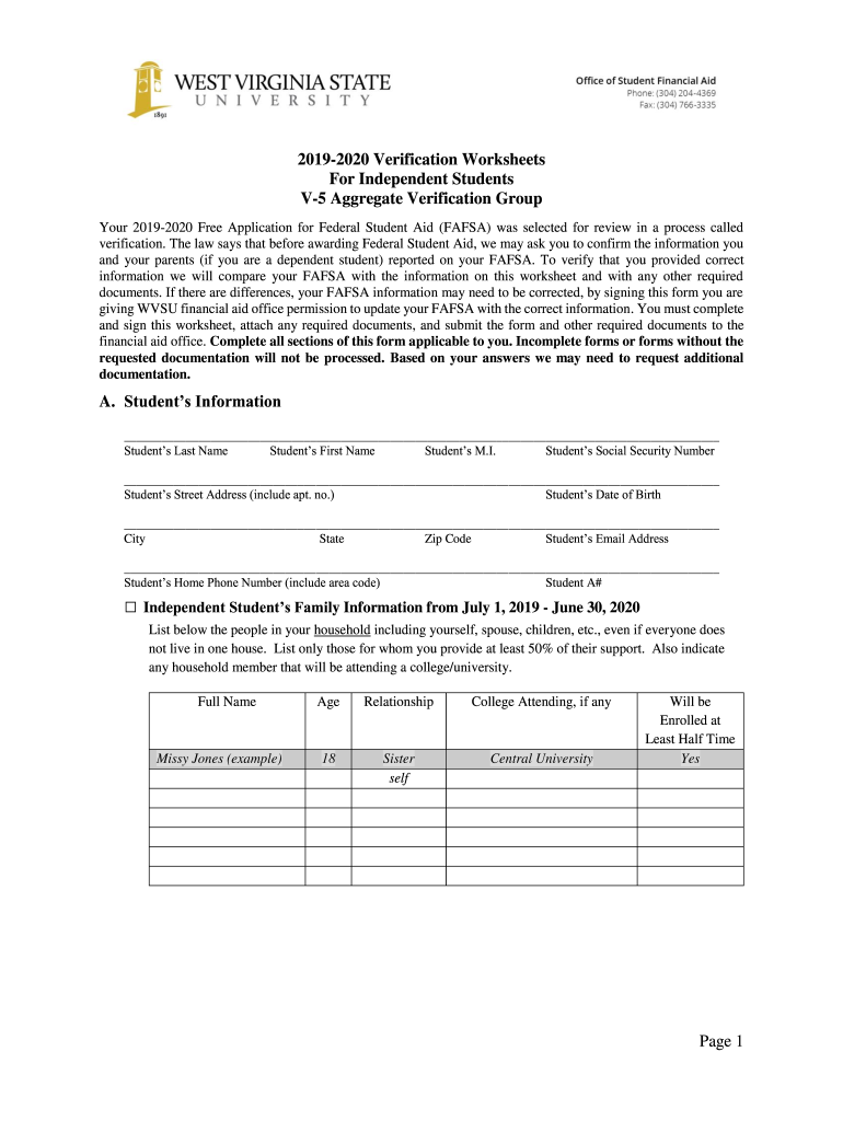 Fillable Online Verification Worksheet Checklist 20192020 V5 - Aggregate ... Fax Email Print ...