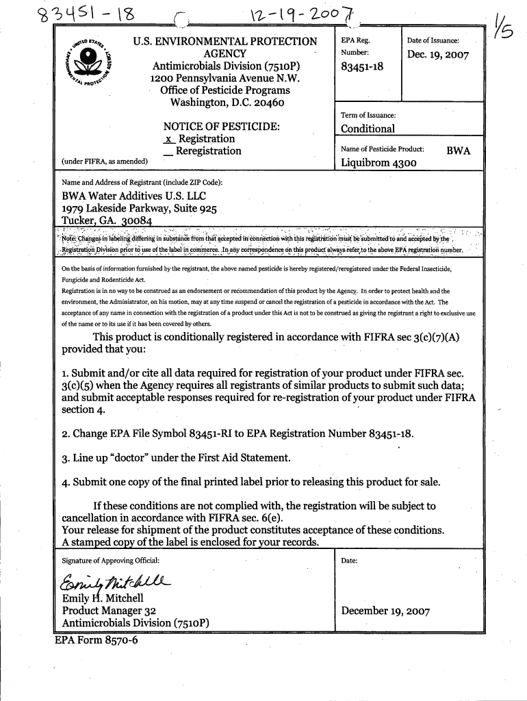 Fillable Online U.S. EPA, Pesticide Product Label, BROMICIDE 4300, 12 ...