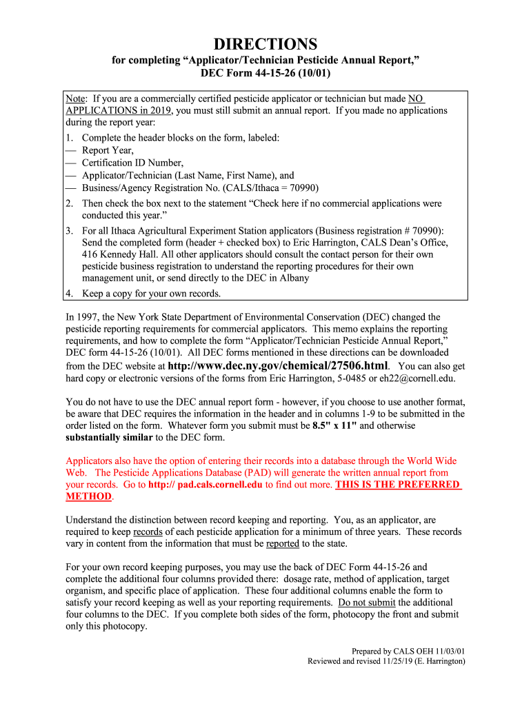 Fillable Online Applicator/Technician Pesticide Annual Report form ...