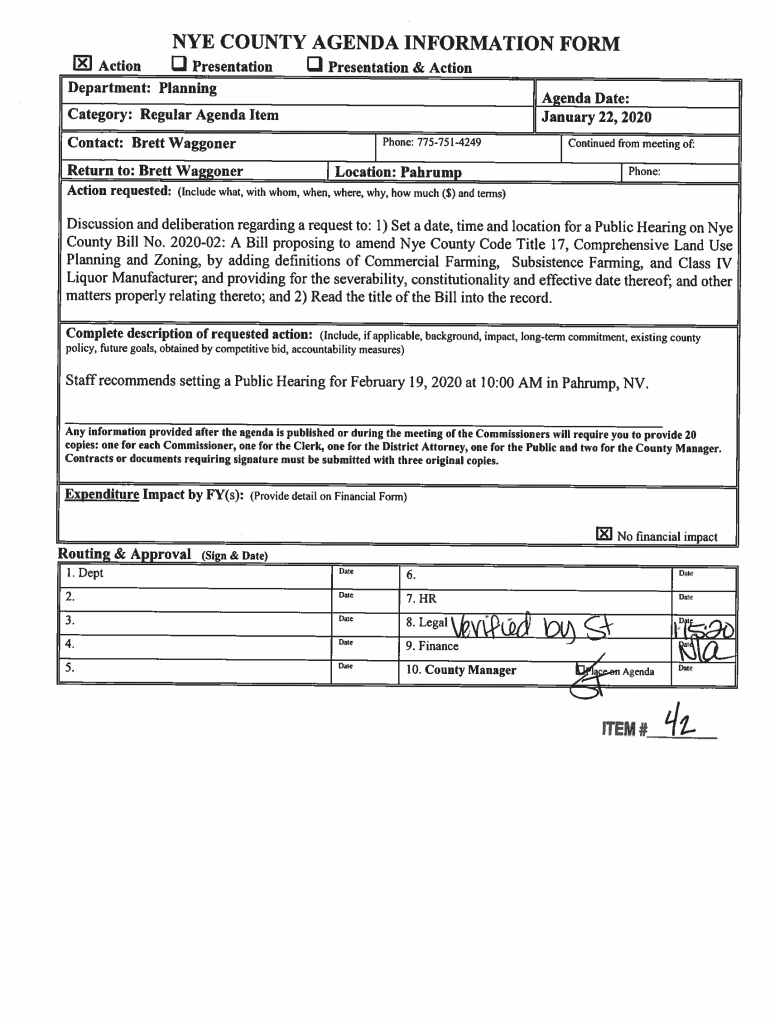 Fillable Online J NYE COUNTY AGENDA INFORMATION FORM Fax Email Print ...