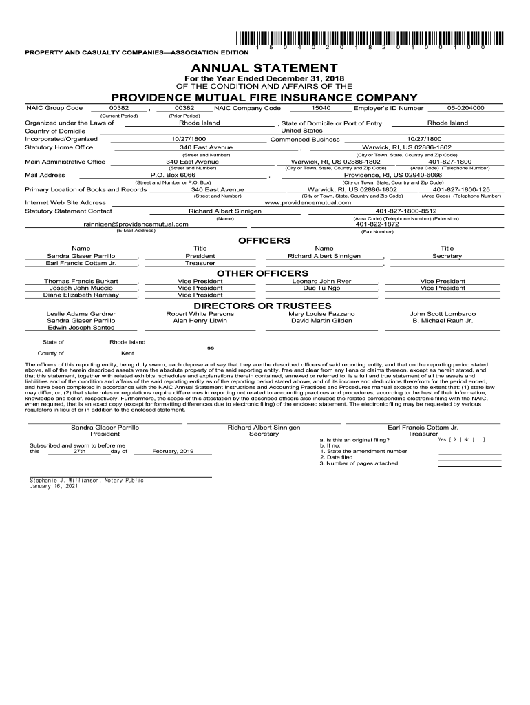 Fillable Online Liberty Mutual Fire Insurance Company ending December ...