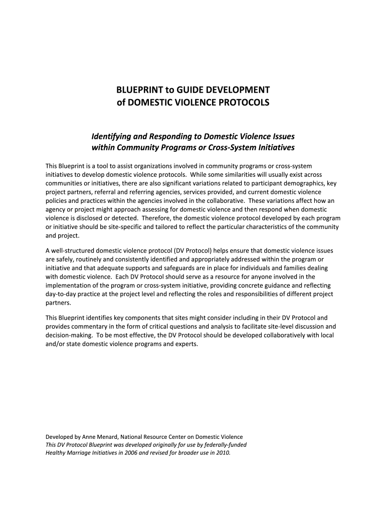 Fillable Online DV protocol Blueprint-General Fax Email Print - pdfFiller