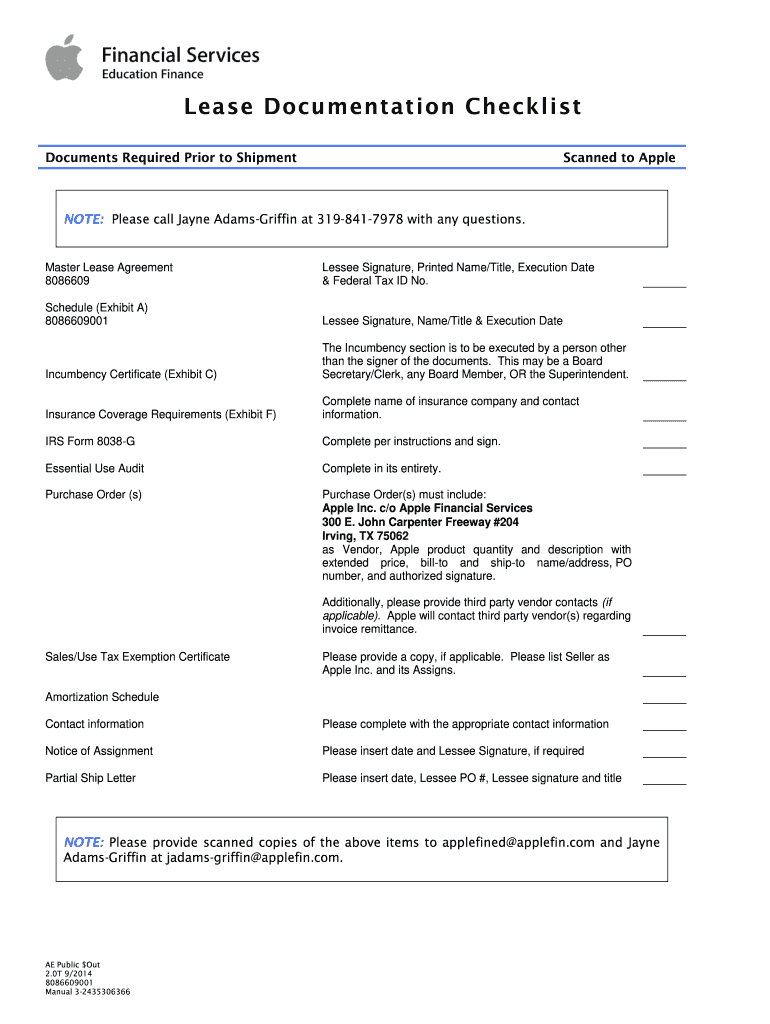 Fillable Online Lease Documentation Checklist - Manheim Township School ...