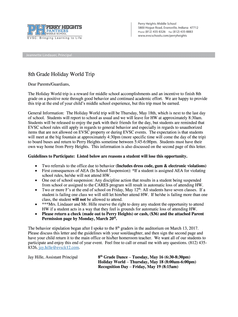 Fillable Online School Trip Announcement Letter to Parents Template ...