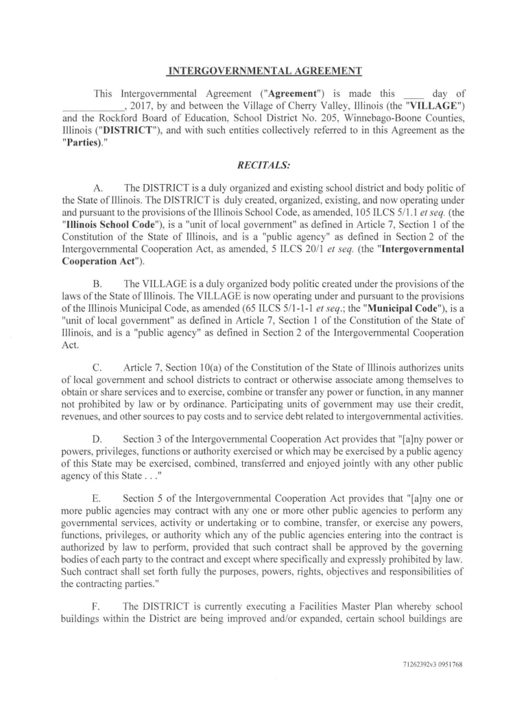 Fillable Online This Intergovernmental Agreement ("Agreement") is made ...